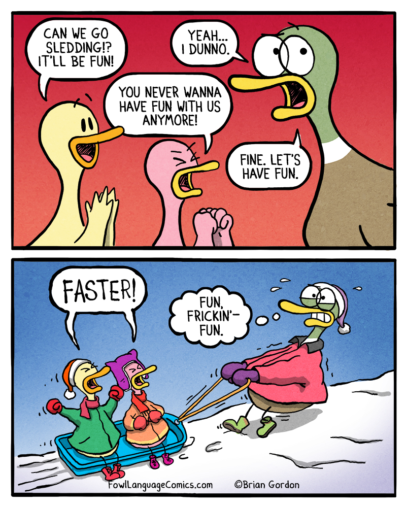 Sledding - Fowl Language Comics